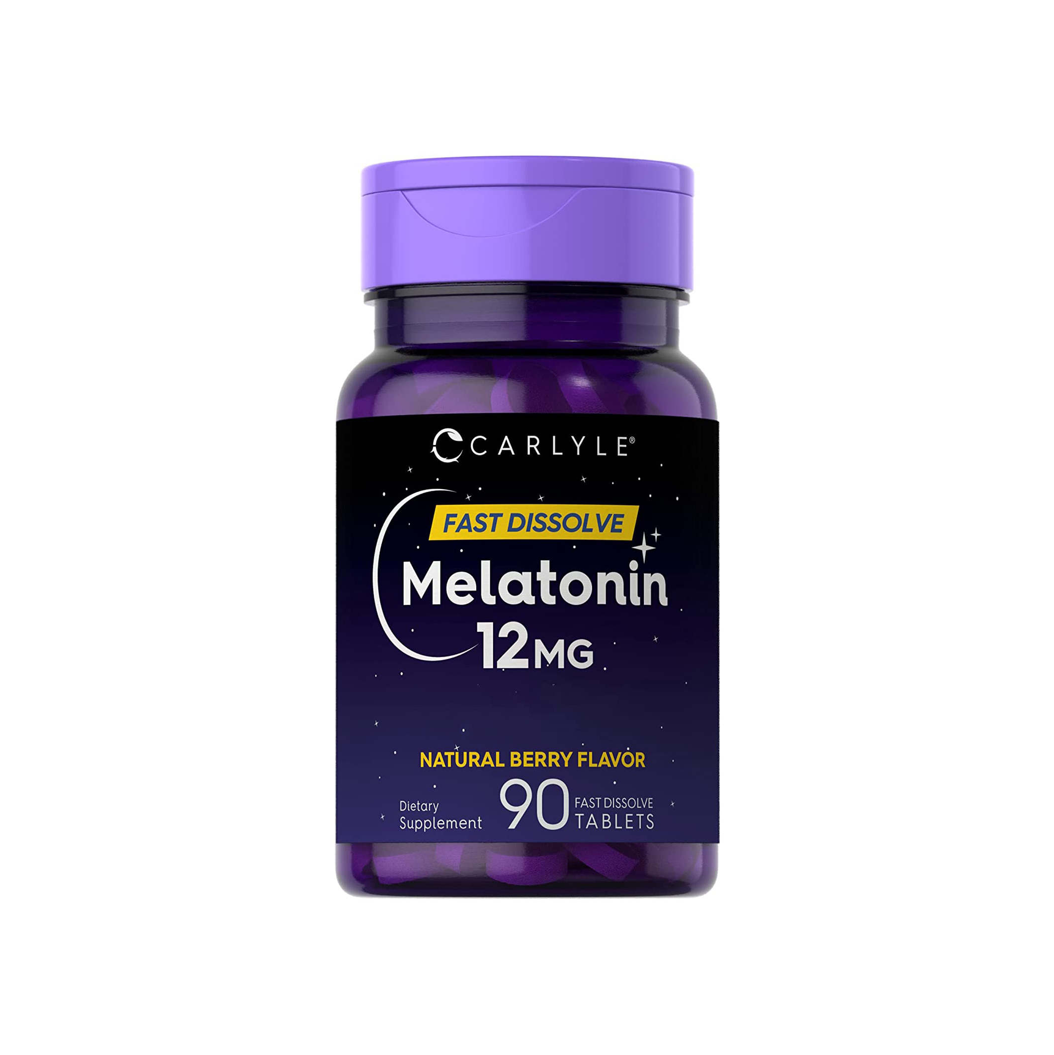 Carlyle Melatonin 12 mg Fast Dissolve 90 Tablets | Natural Berry Flavor ...